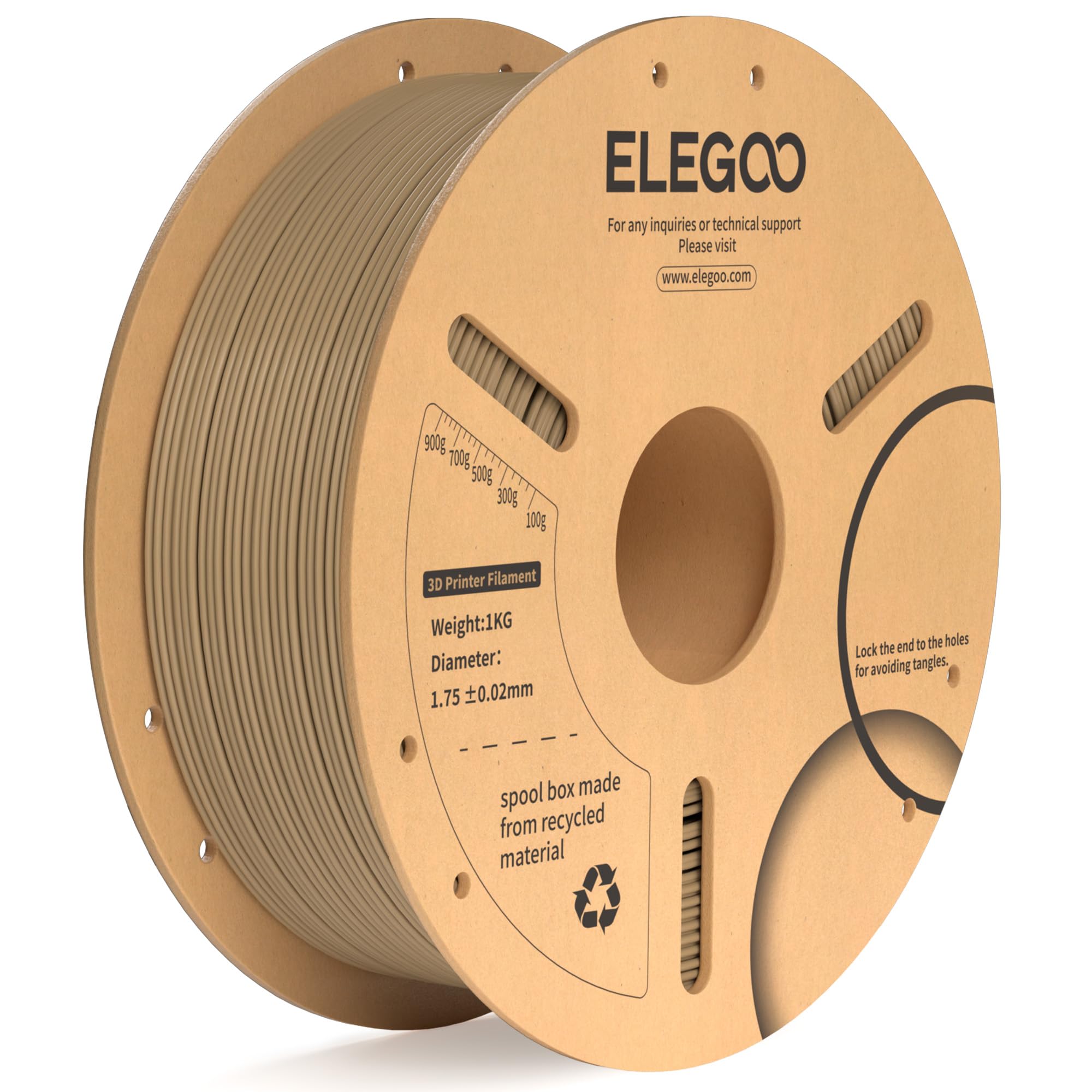 ELEGOO PLA Plus Filament 1.75mm Wood Color 1KG, PLA+ Tougher and Stronger 3D Printer Filament ...