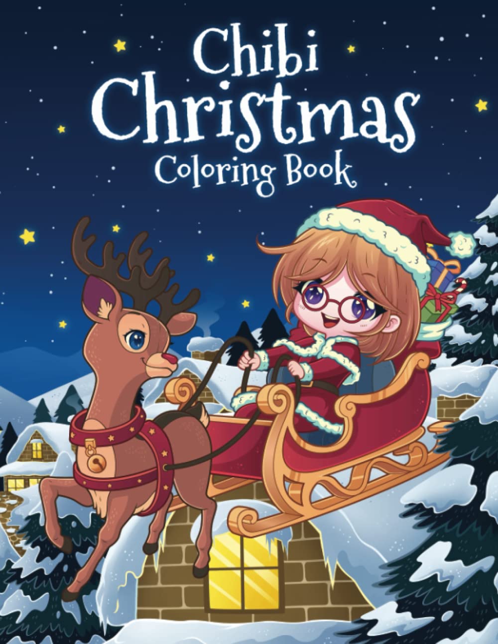 Chibi Christmas Coloring Book: Cute Christmas Adult Coloring Book with ...