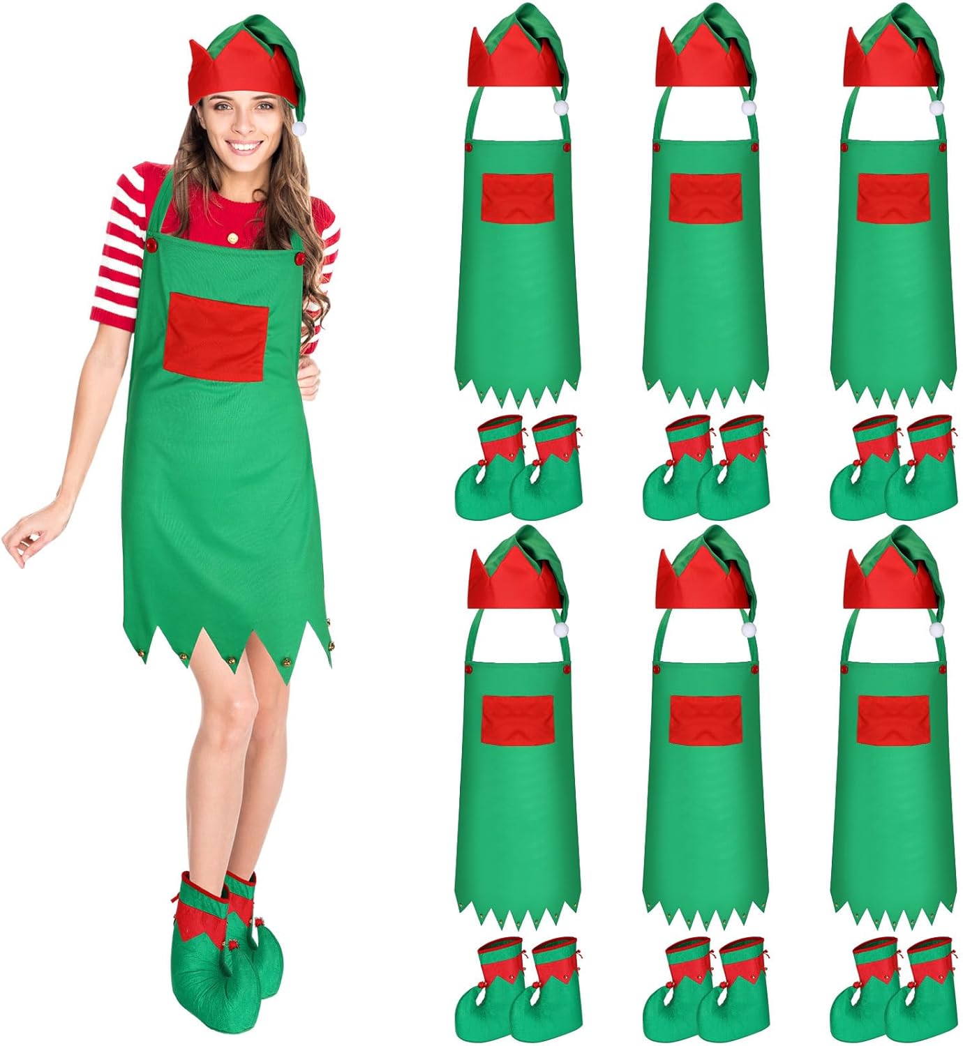 Amazon.com: Xtinmee 18 Pcs Christmas Elf Kits Include Elf Aprons Elf ...