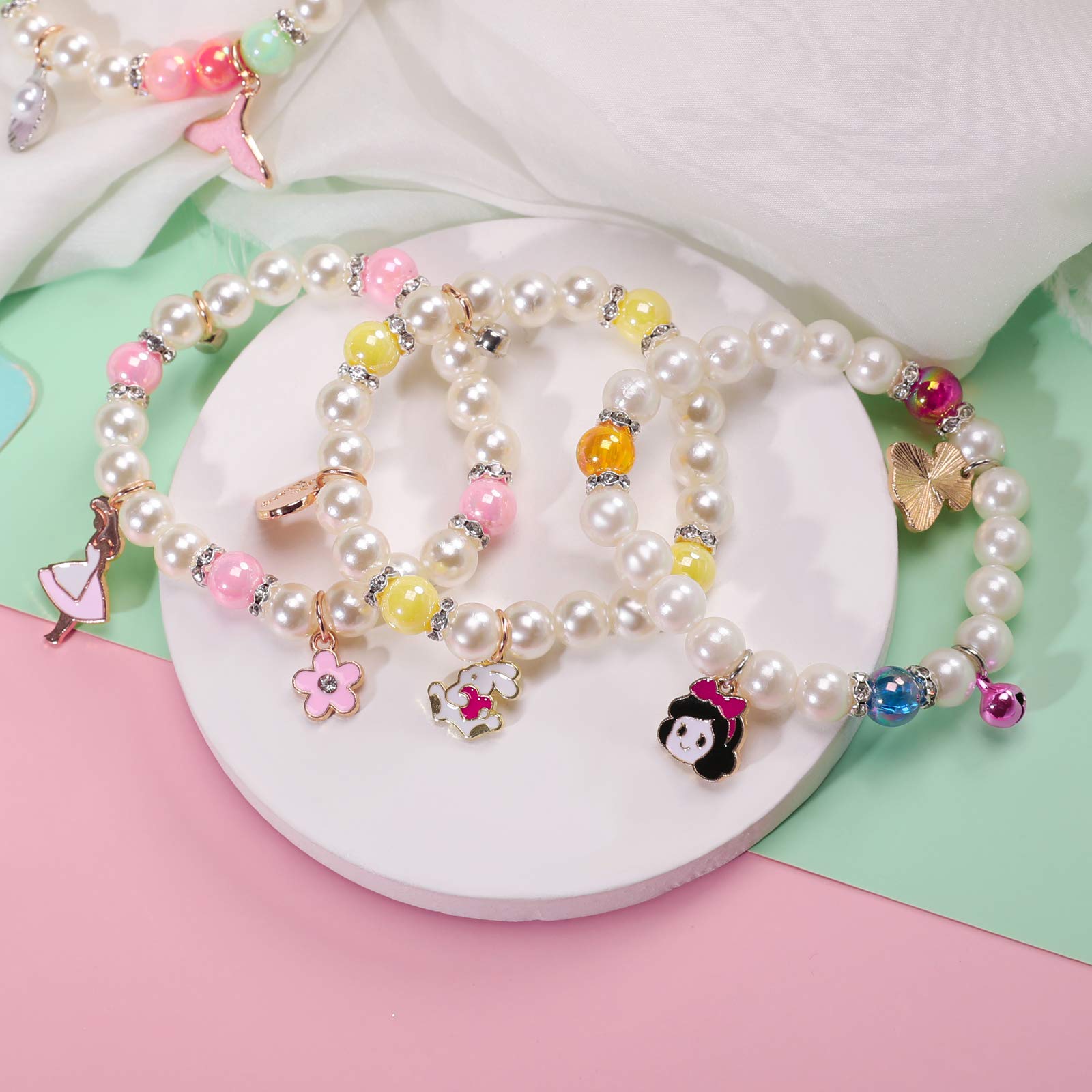 Snapklik.com : PinkSheep Bracelets For Kids Girls Pearl Bead Bracelets ...