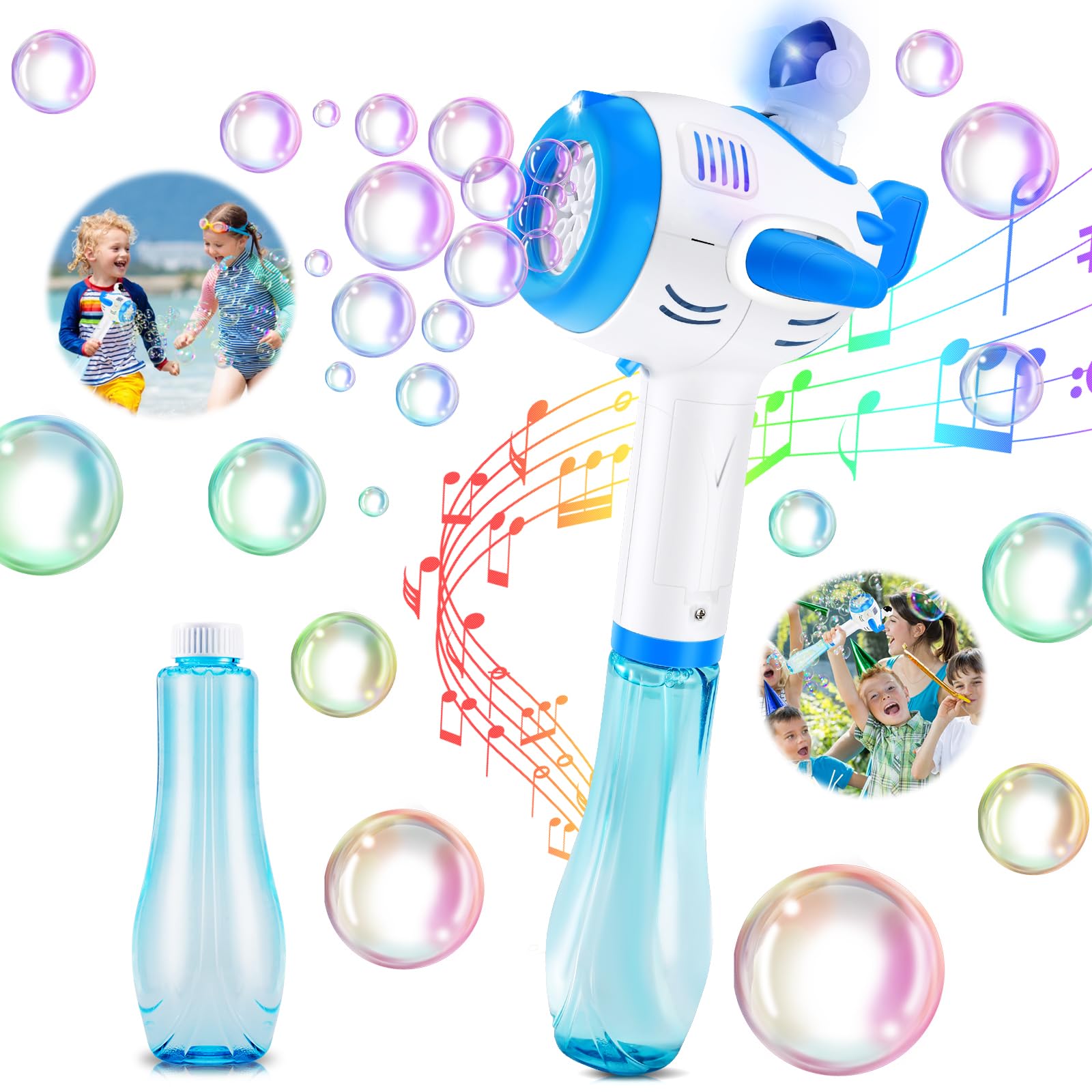 Sitodier Automatic Bubble Wand, Space Shuttle Bubble Maker Gun with Light & Music, 5000+Bubbles ...