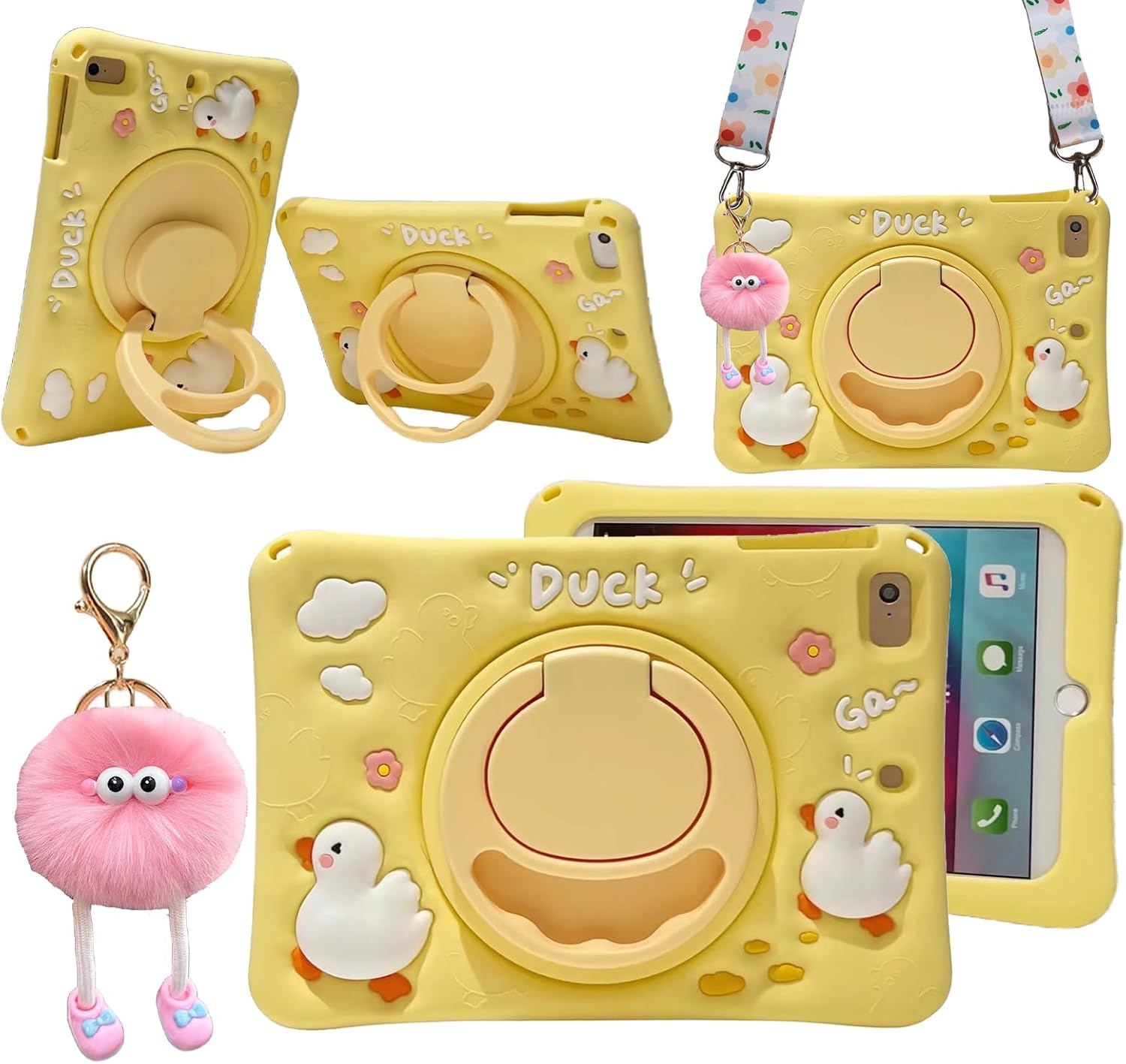 Amazon.com: 3D Cute Press Duck Case for iPad 9th/8th/7th 10.2 inch/Air 3rd 2019 /Pro 2017 10.5 ...