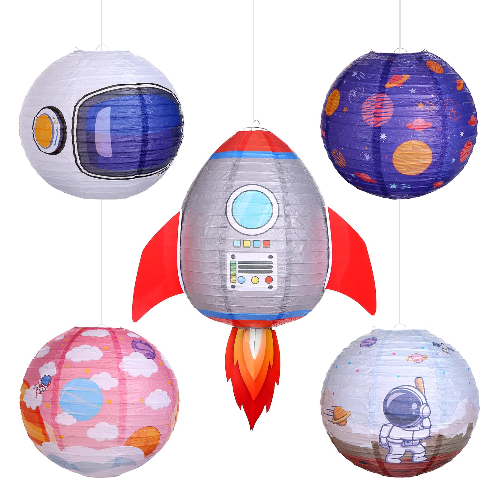 Fontien 5Pcs Space Party Paper Lanterns Outer Space Theme Solar System ...