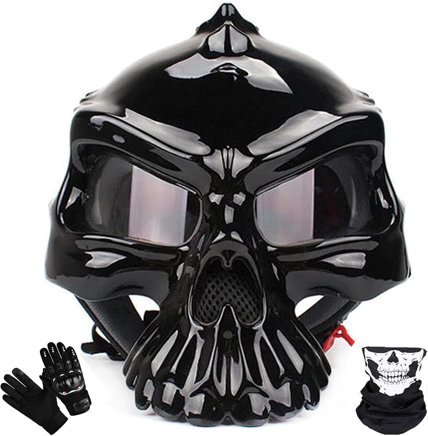 Amazon.com: Retro Motorcycle Skull Half Helmet Open Face Motorcycle ...