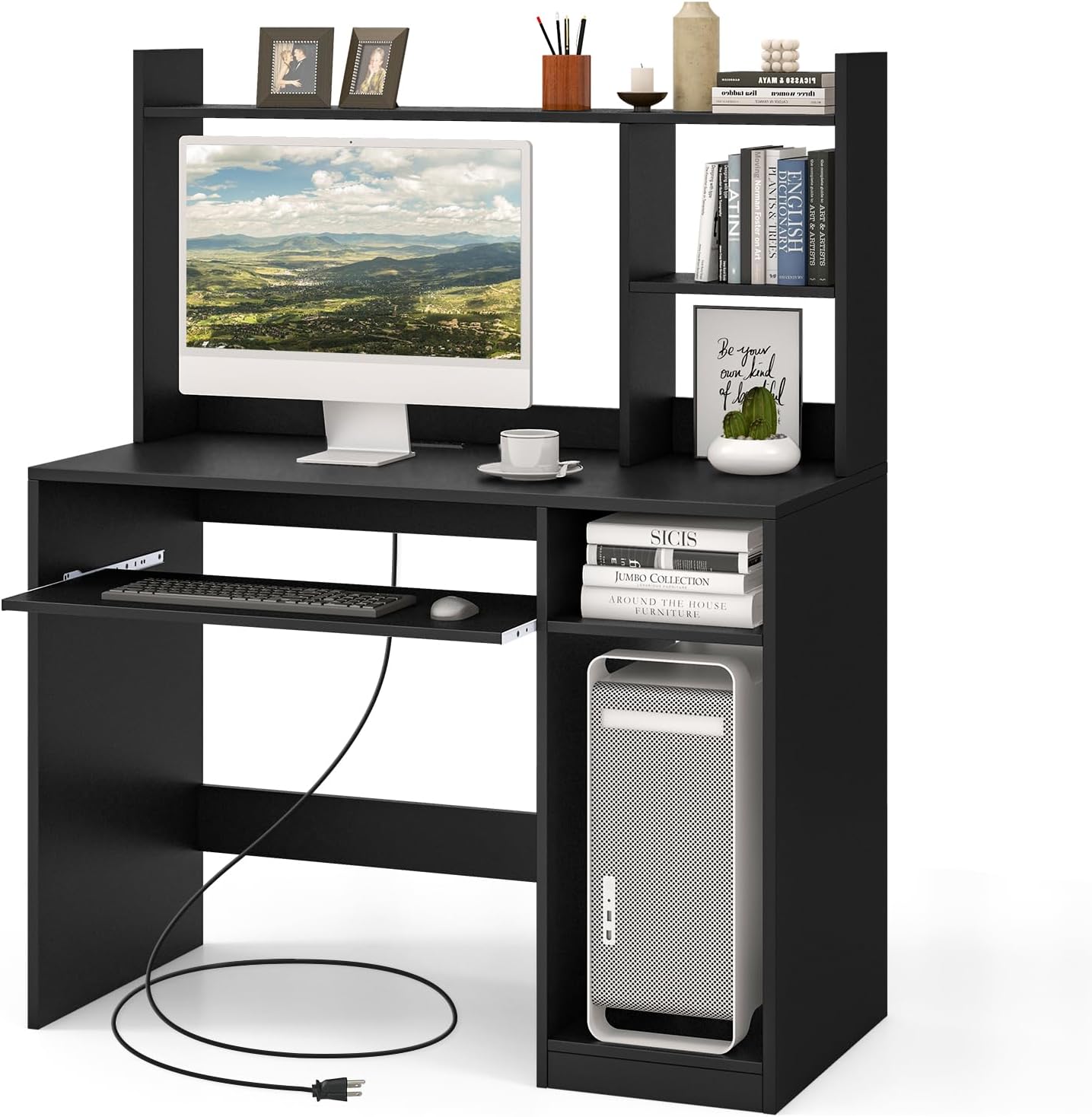 Amazon.com: TechLand Industrial Computer Desk with Storage Shelves ...