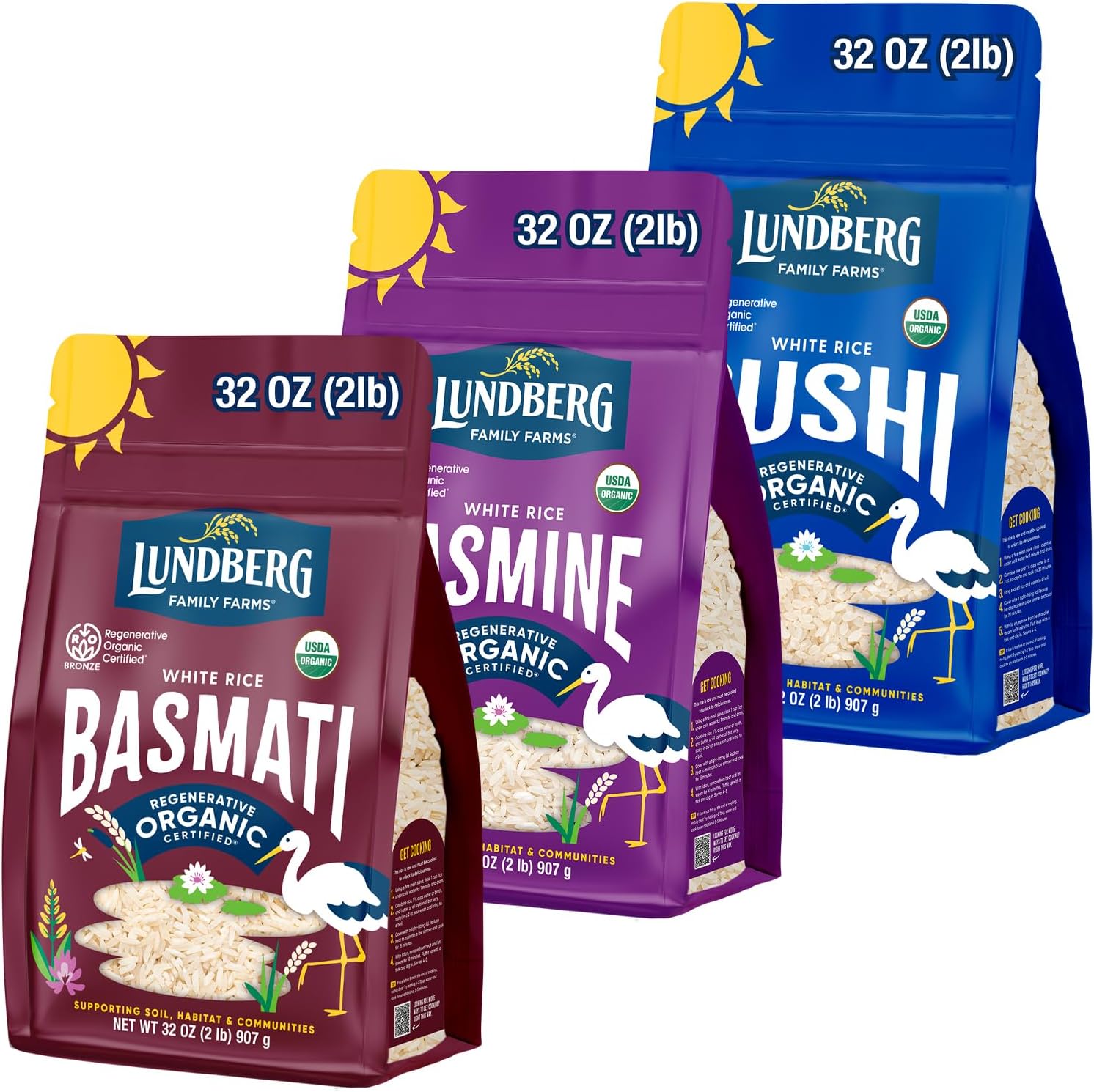 Amazon.com : Lundberg Rice Variety 3-Pack – White Basmati, Jasmine, and ...