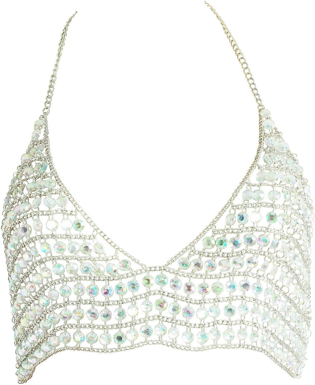 Amazon.com: ZXYEC Sexy Silver Body Chain Bra Jewelry Bikini Chest Chain ...