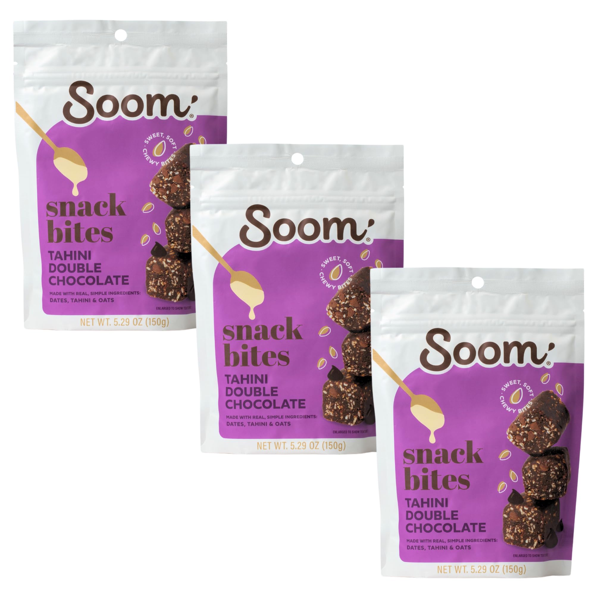 Amazon.com: Soom Foods Double Chocolate Energy Chewy Snack Bites 3-Pack ...