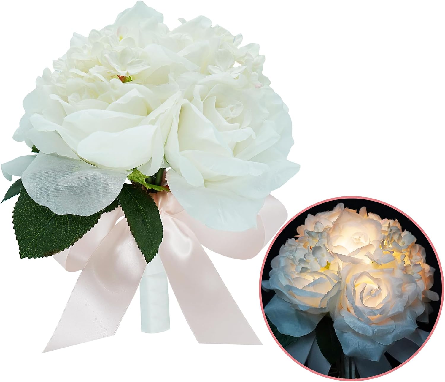 Amazon.com: SOLVE Artificial Flowers with LED Lights, Silk Fake Roses ...
