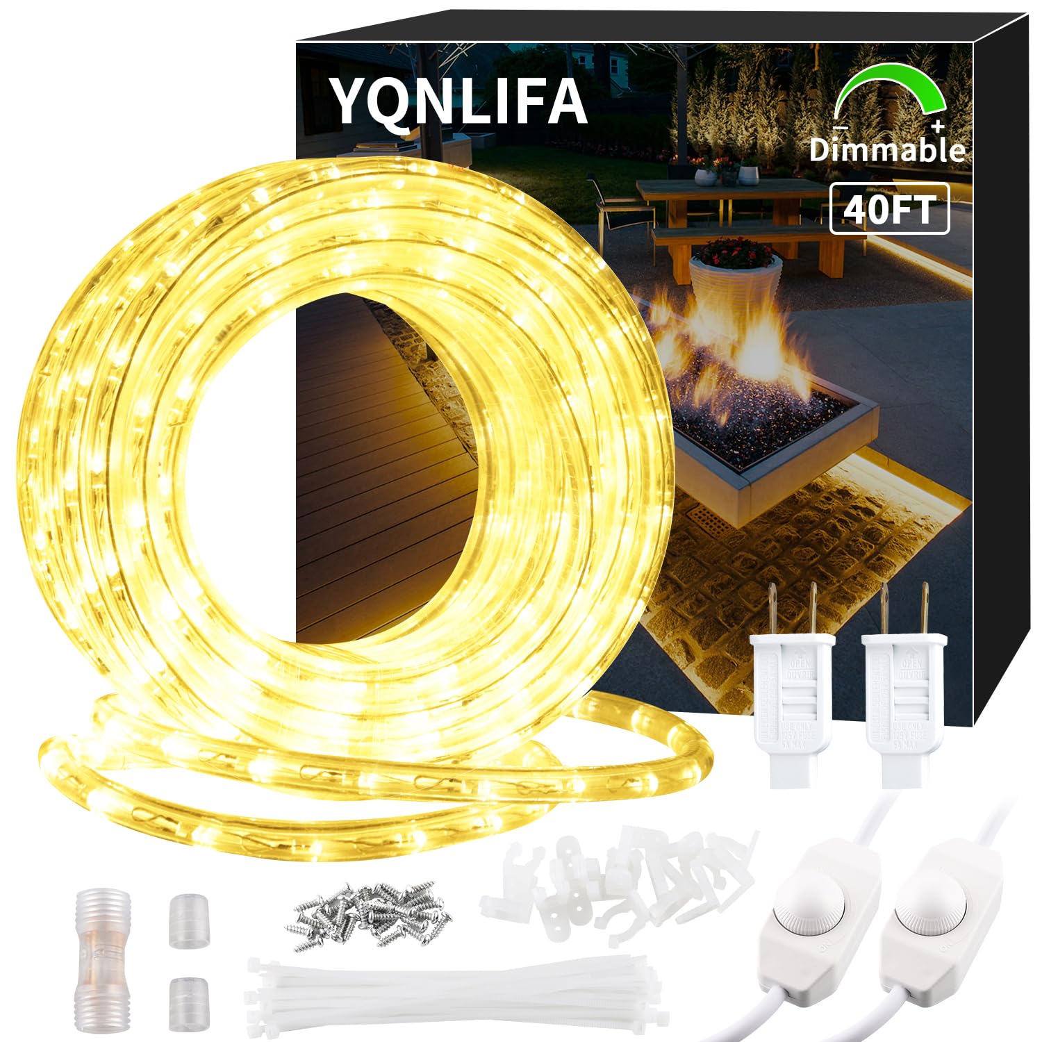 Cuttable Incandescent Rope Lighting 150 Feet Frosted White