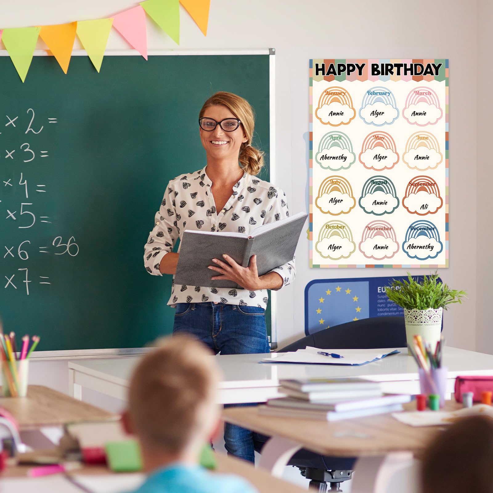 Birthday Board Classroom BOHO FARMHOUSE HAPPY Poster For Classroom ...