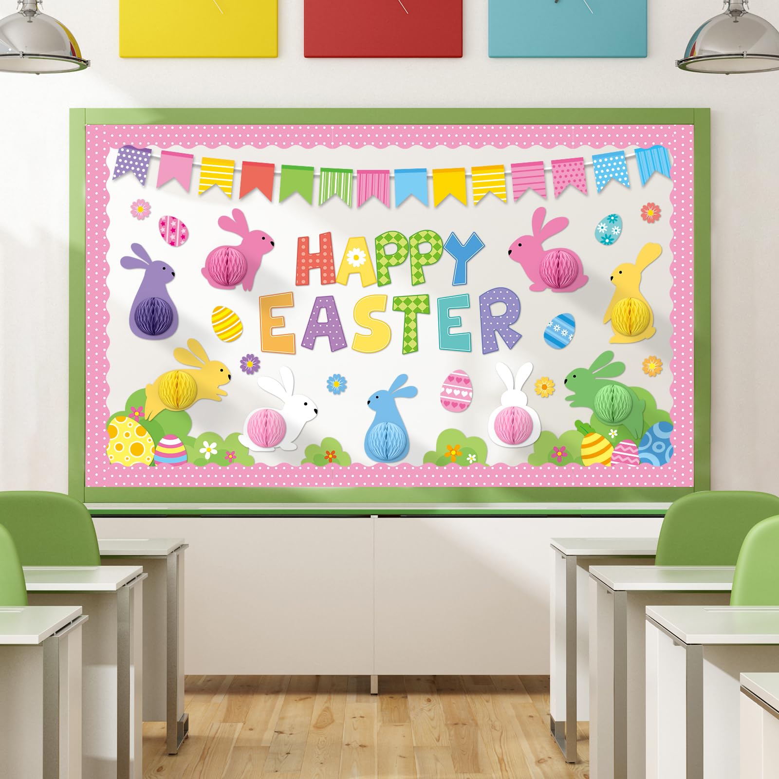 Snapklik.com : 3D Easter Bulletin Board Set Happy Easter Honeycomb ...