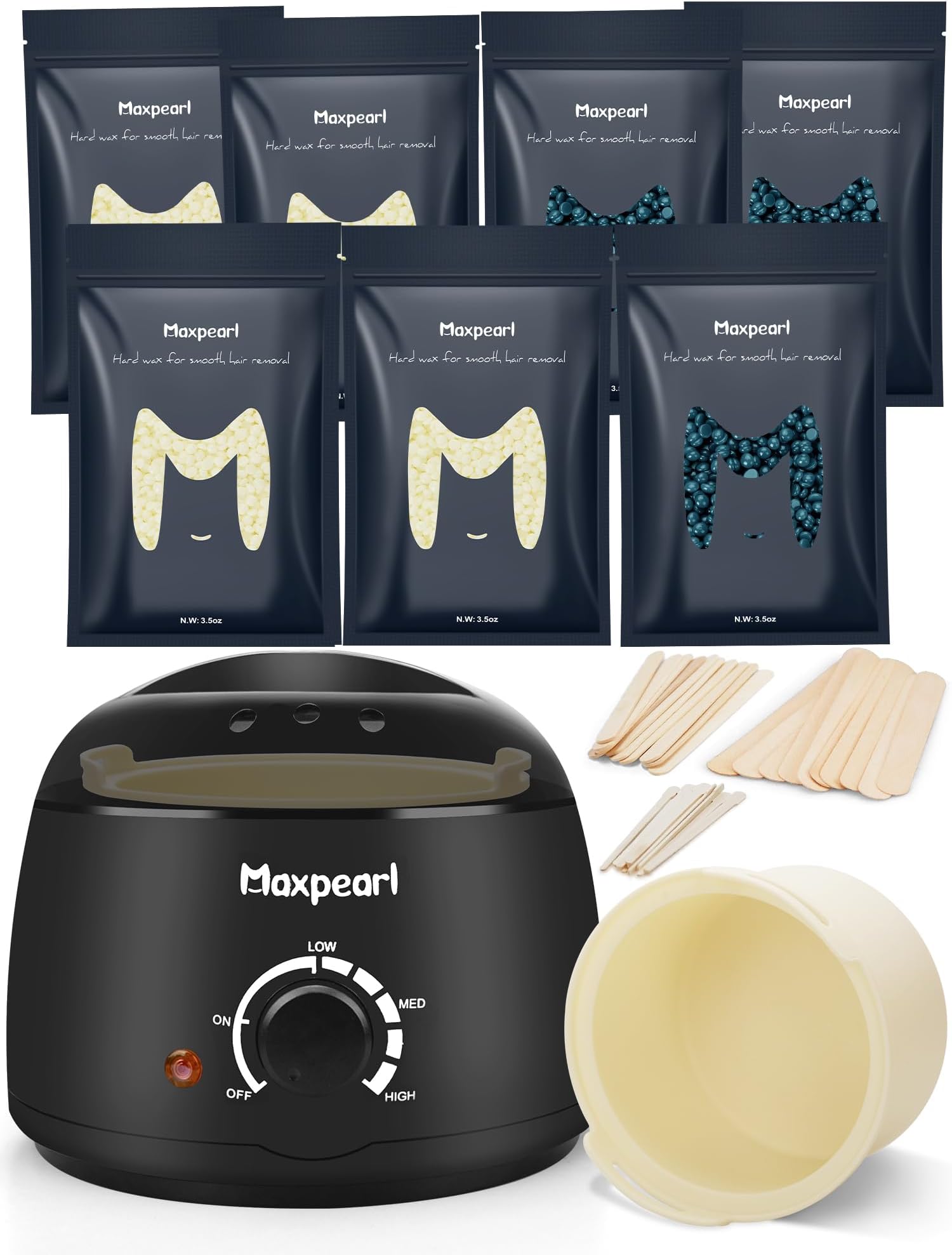 Amazon.com : Maxpearl All-in-One Waxing Kit for Hair Removal with 7 ...