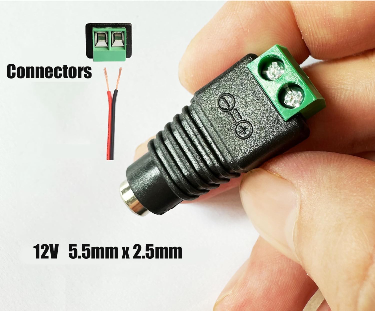 Snapklik.com : 20 Pairs 12V DC Power Connector, Male Female 5.5mm X 2 ...