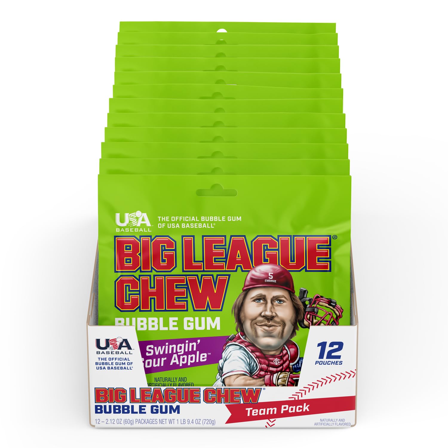 Amazon.com : Big League Chew Swingin' Sour Apple Bubble Gum - Tart ...
