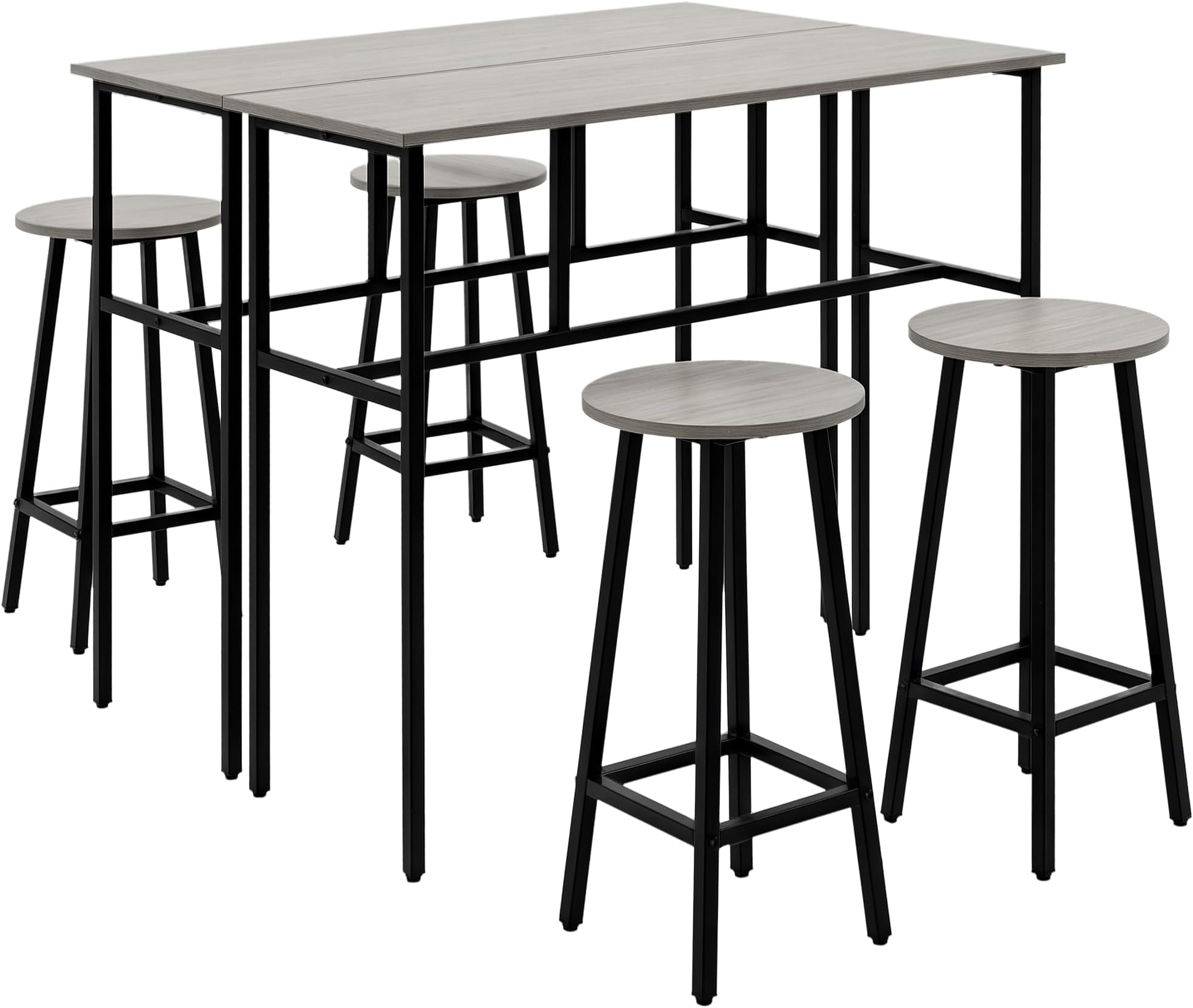 HOMCOM Bartisch mit Barhocker Set, 5-teilige Essgruppe, Küchentisch ...