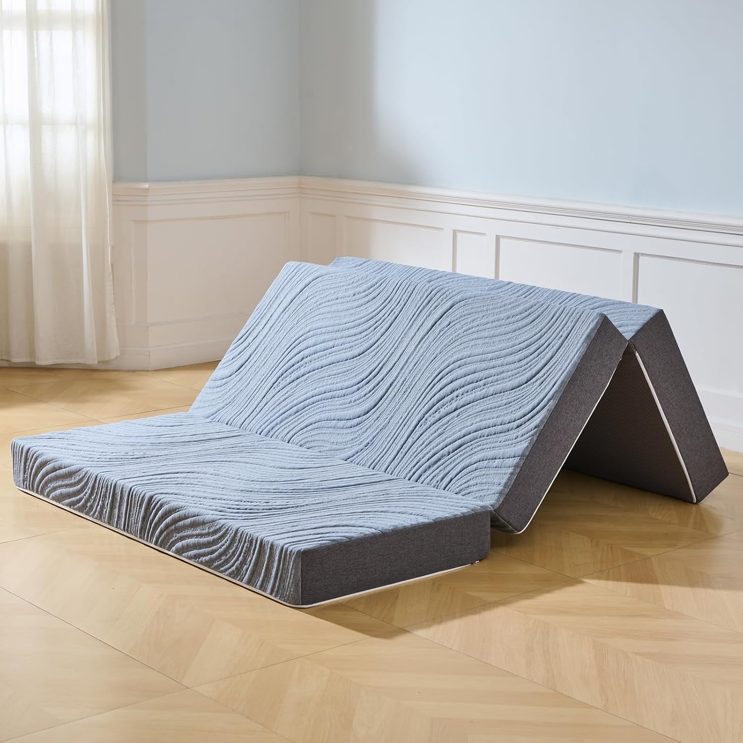 Foldable Mattress,4 Inch Tri-fold Foam Mattress with Breathable and ...