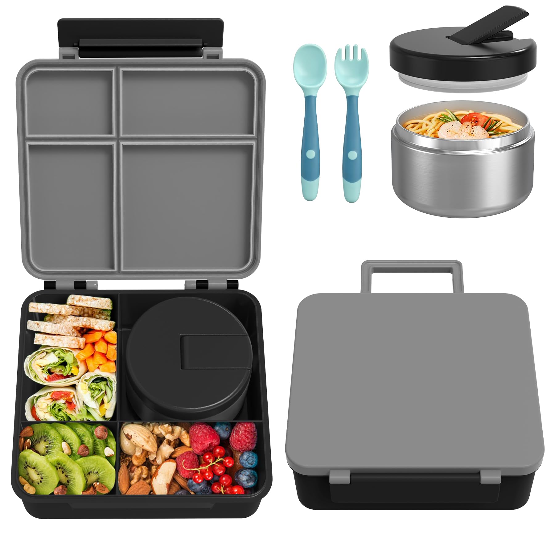 Amazon.com: Bento Lunch Box with 8oz Soup Thermo, Kids Leakproof Lunch ...