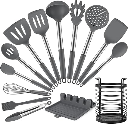 Amazon.com: HOTEC Heat Resistant Silicone Kitchen Utensils, Cooking ...