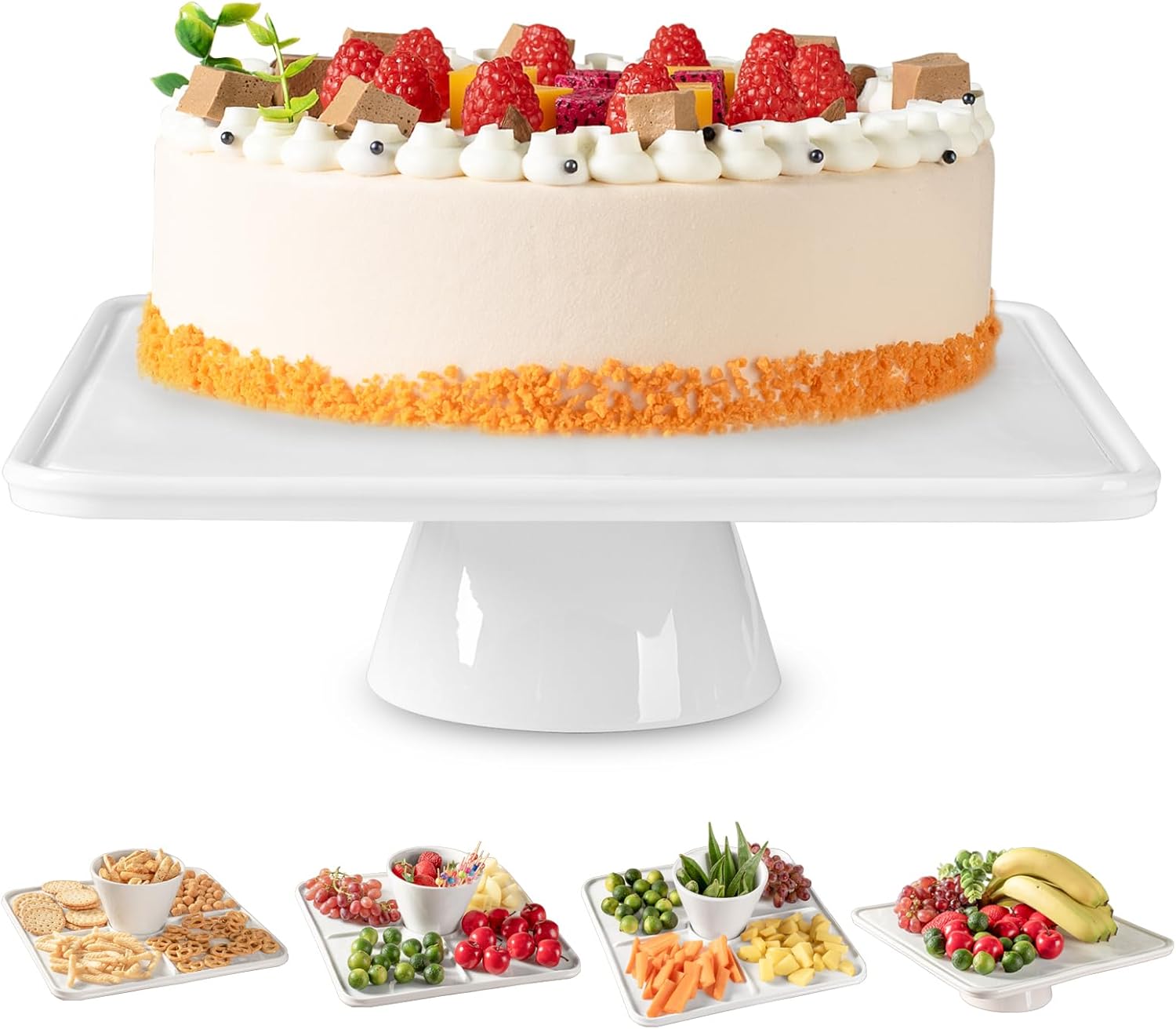 Amazon.com: 12.5 Inch Cake Stands,White Cake Stand 5-in-1 Multi-Purpose ...