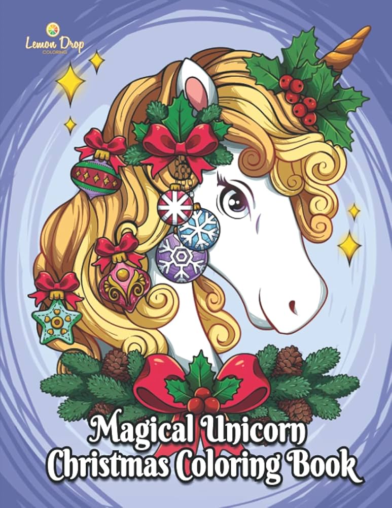 Christmas Unicorn Coloring Pages