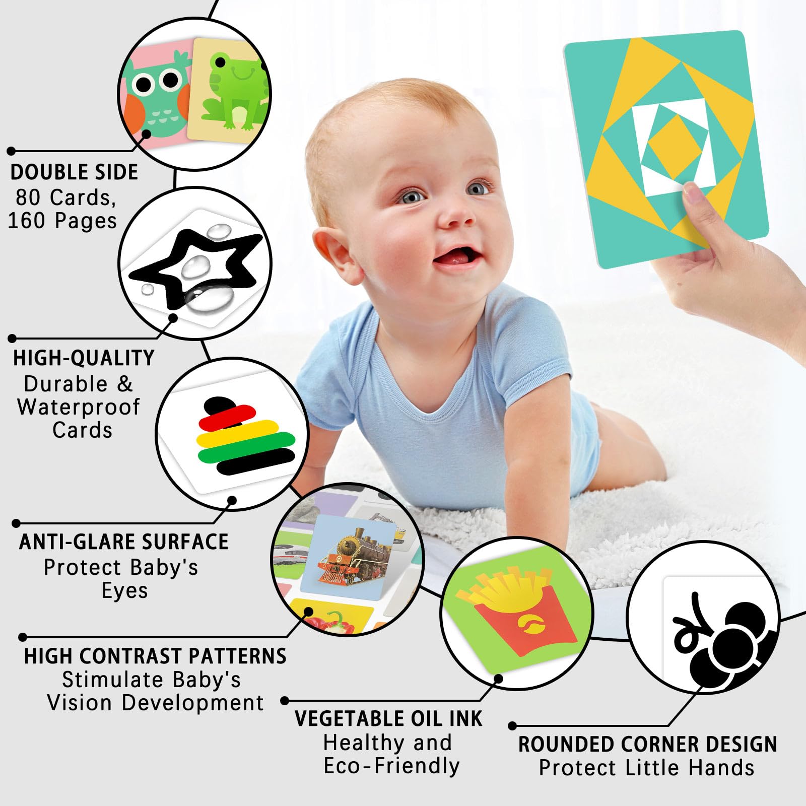 Snapklik.com : 4 Sets High Contrast Baby Cards, 80 Pcs 160 Page Black ...