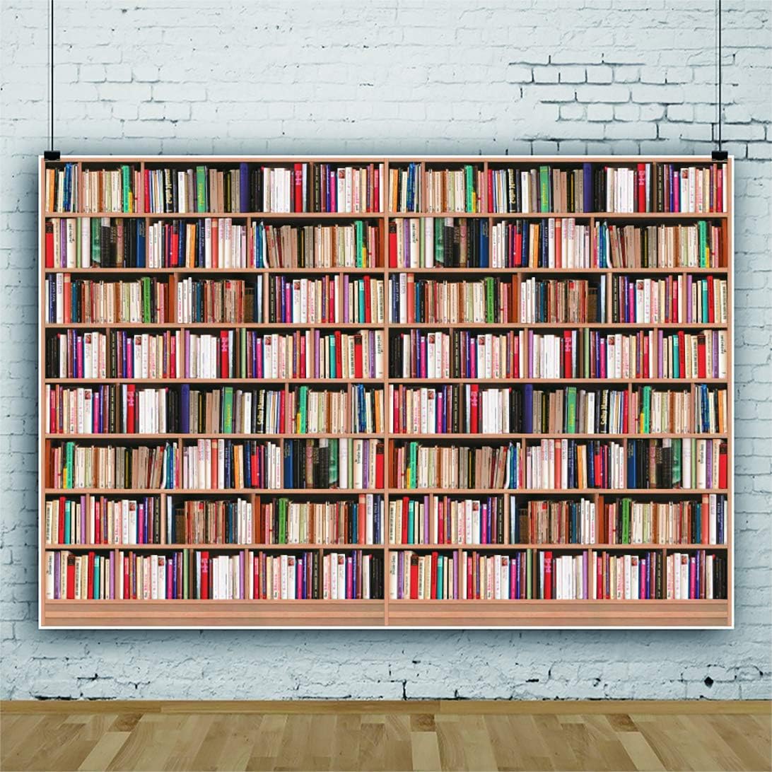 Amazon.com : Laeacco 9x6ft Bookcase Photography Backdrop Bookshelf ...
