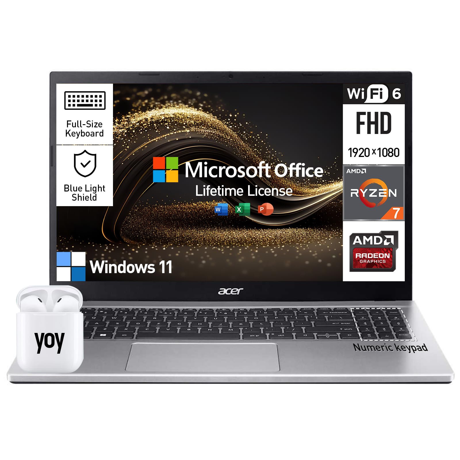 Snapklik.com : Acer Aspire 3 15 Laptop Computer, 15.6 Inch FHD Notebook ...