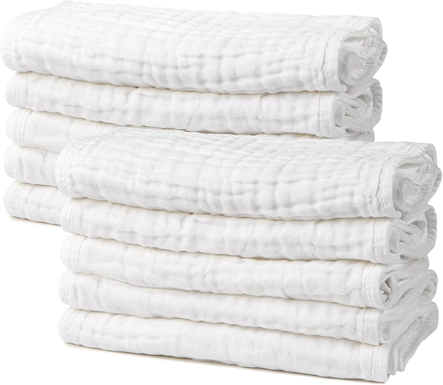 AIDEA Baby Muslin Burp Cloths-10 Pack, 100% Cotton Washcloths for ...
