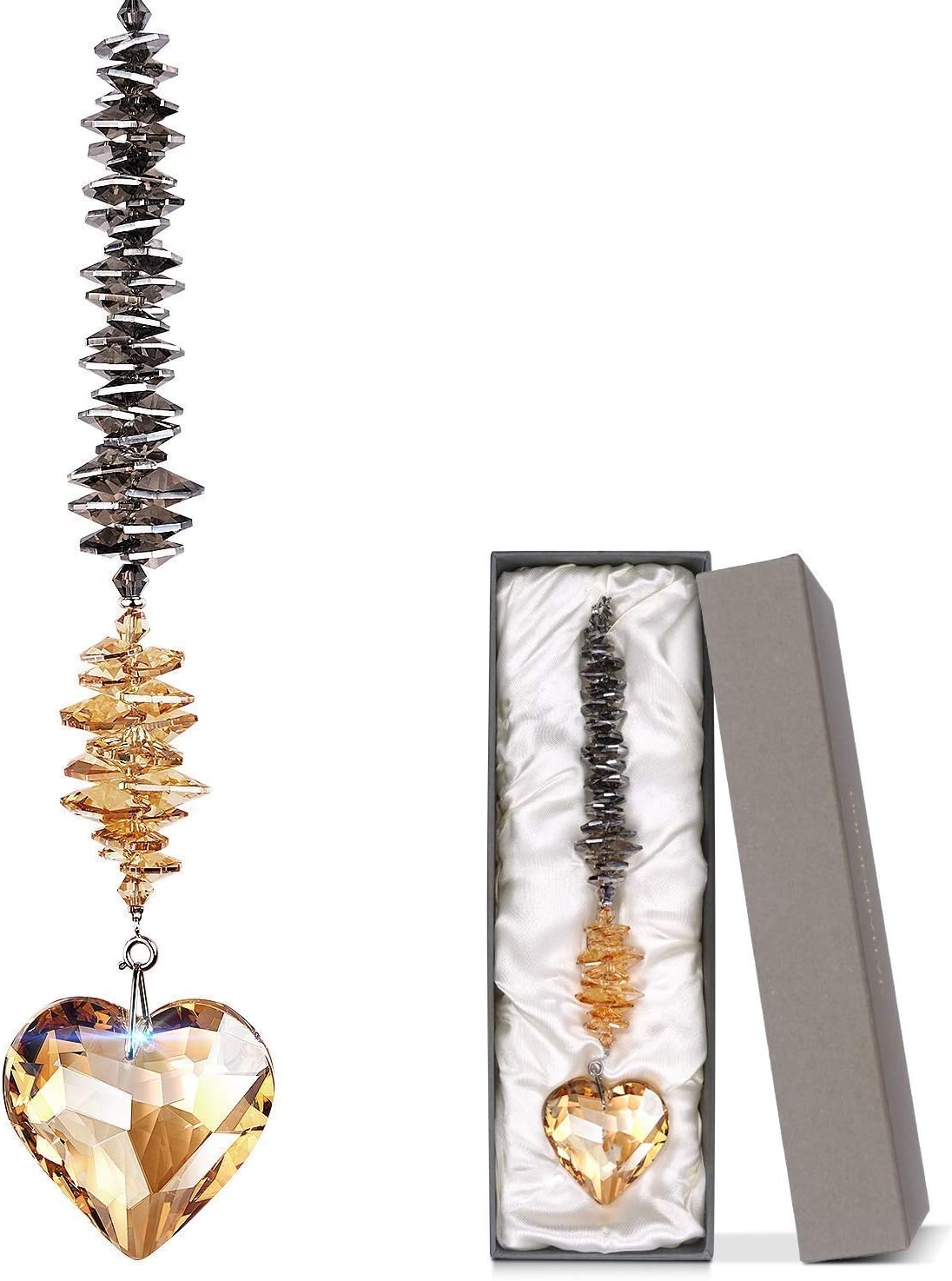 Amazon.com : Shario&GOLDENHAITAI Heart Crystal suncatcher Set(Clear ...