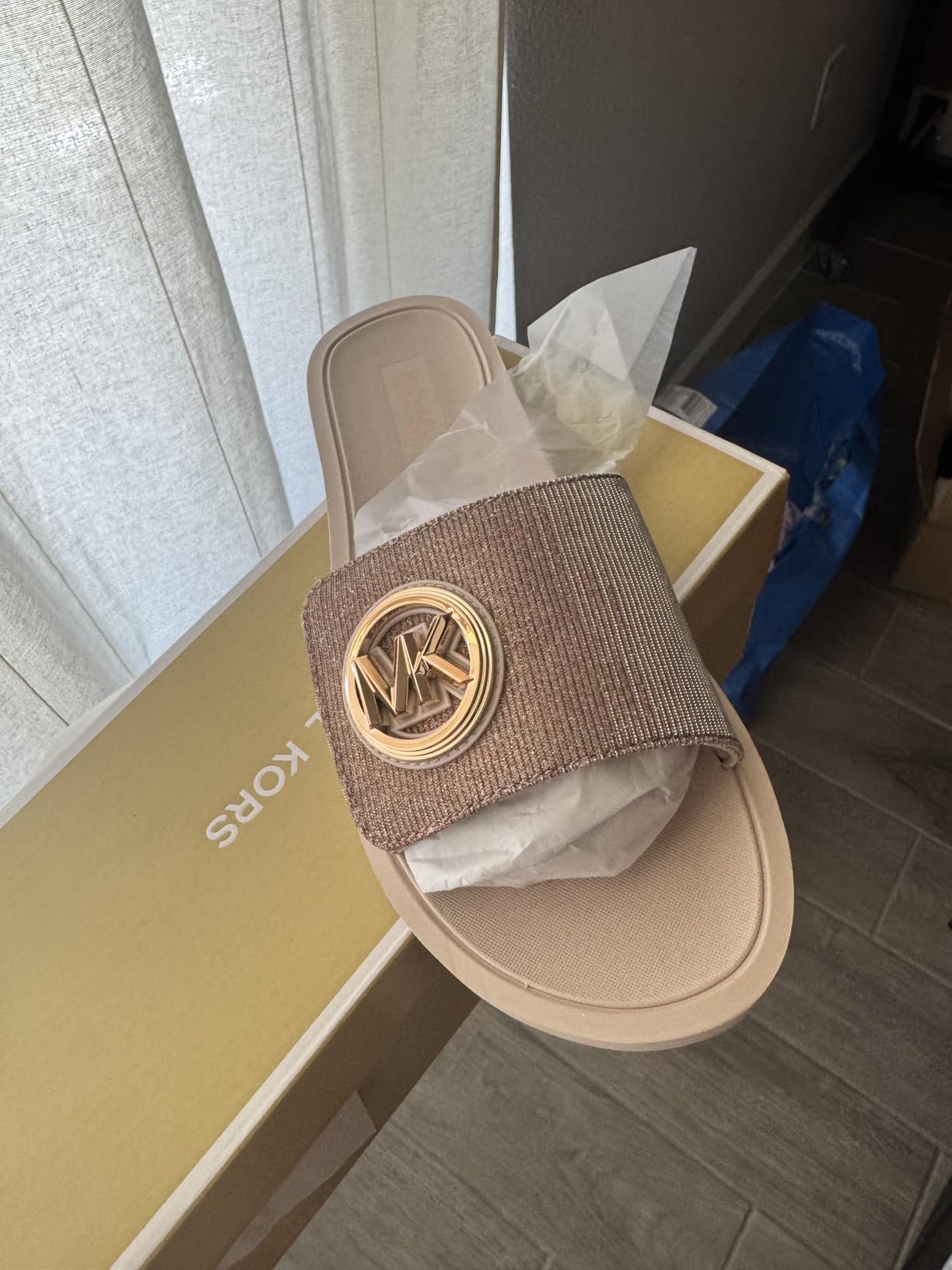 Amazon.com | Michael Kors Women's MK Charm Slide | Slides