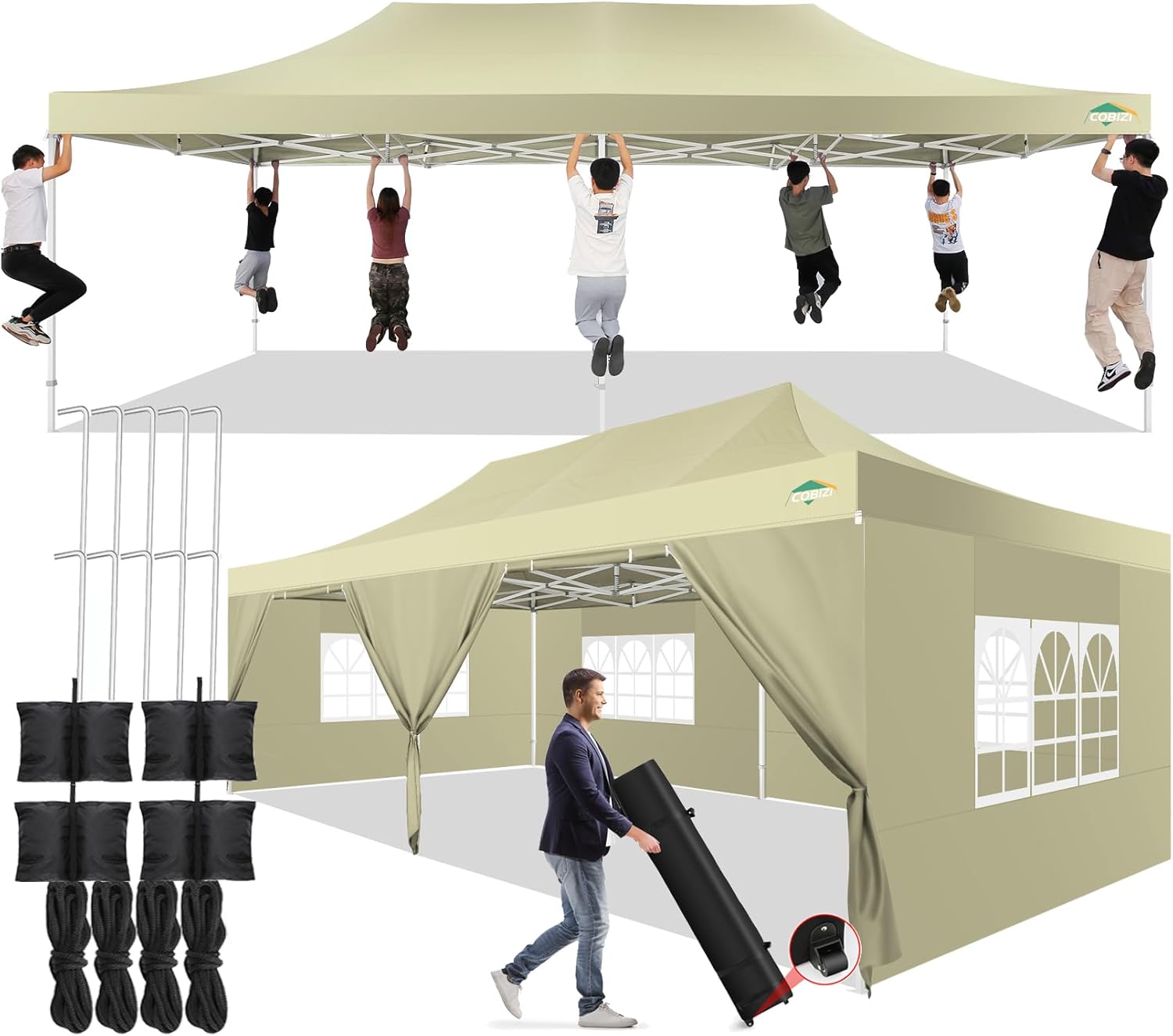Amazon.com : COBIZI 13x26 Pop up Canopy Tent 13x26 Canopy with 6 ...