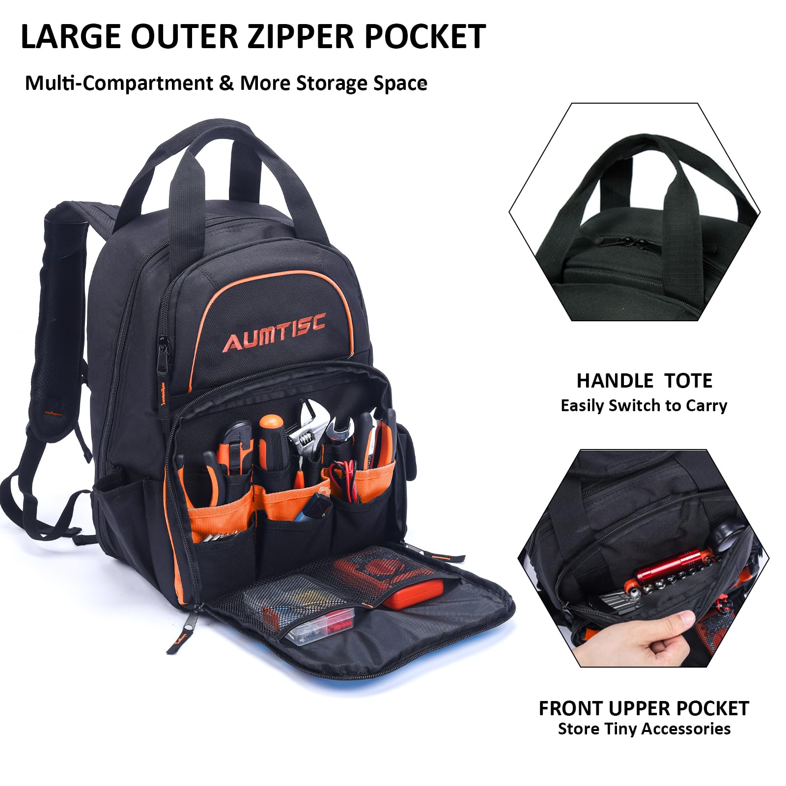 Snapklik.com : Tool Bag Backpack For Jobsite Tools Bag Multi-Use Pocket ...