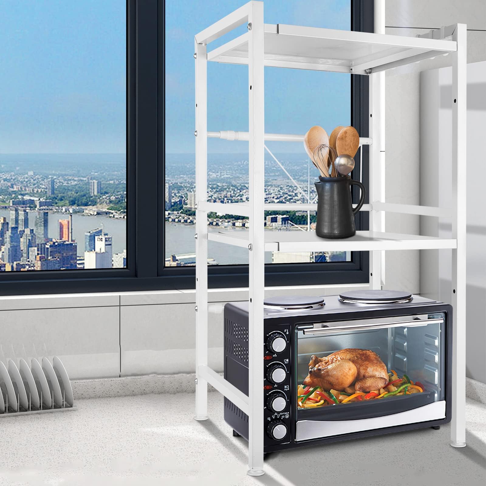 LARS360 Étagère à Micro-Ondes Extensible avec 3 Niveaux en Acier au ...