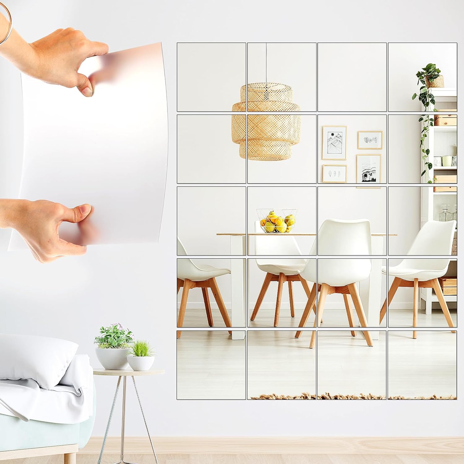 Amazon.com: Queekay 20 Pcs Mirror Tiles for Wall Decor 10'' x 10'' Self ...