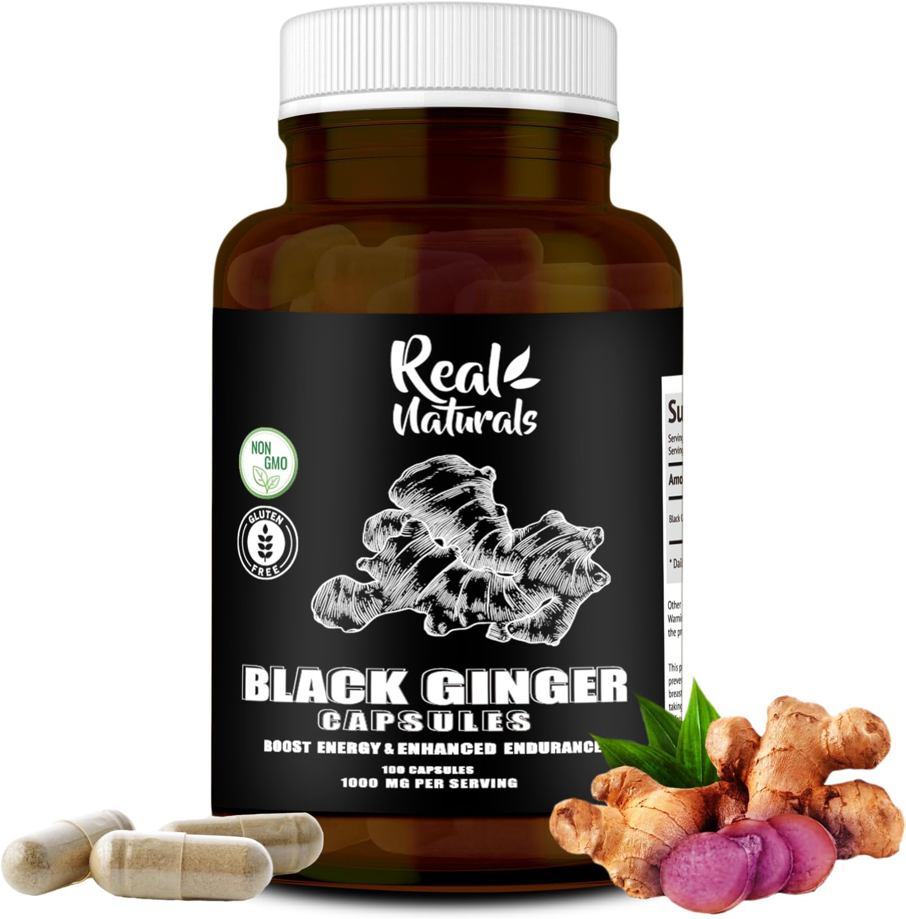 Amazon.com: Black Ginger for Men Capsule 500 mg (100 Capsules) Vegan ...