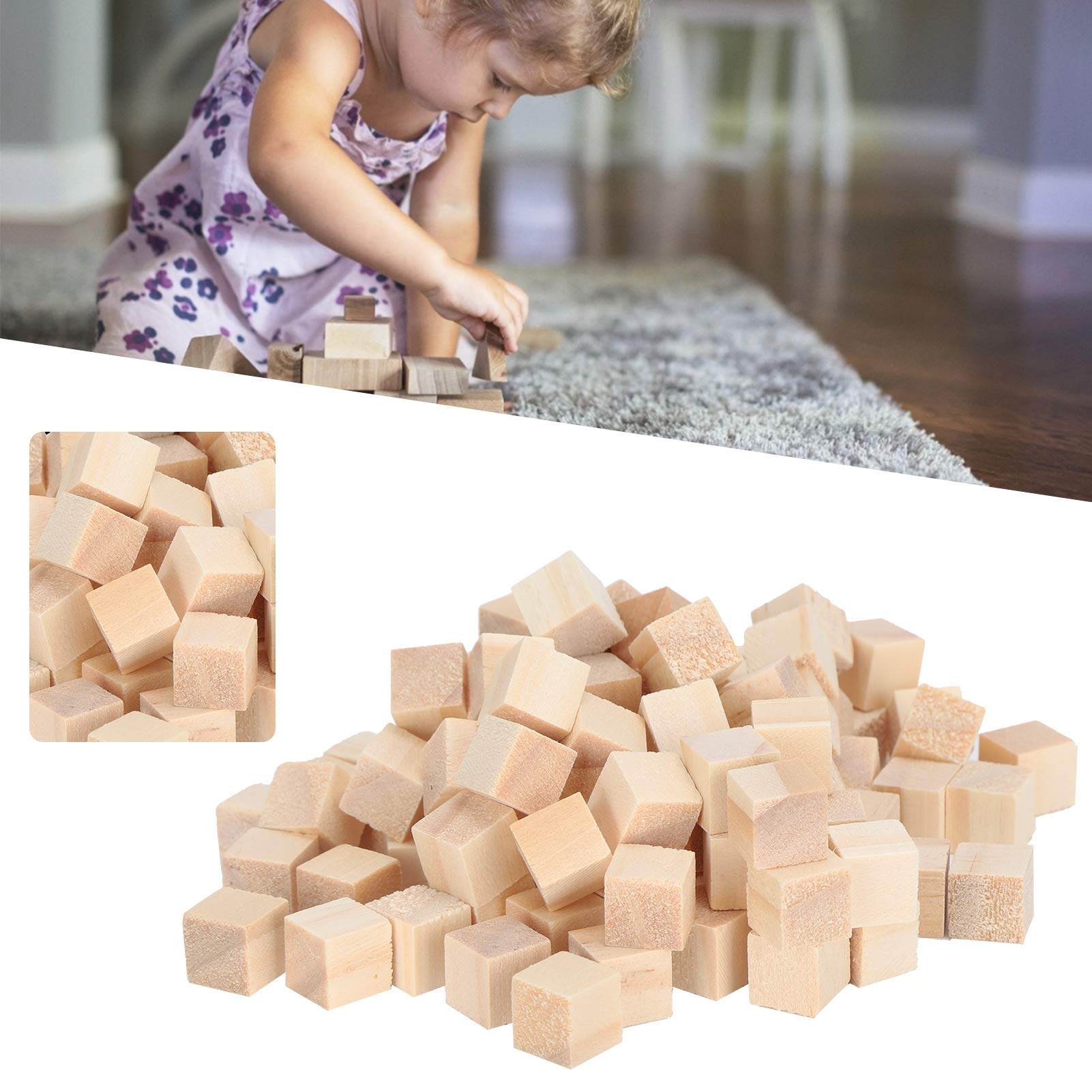 Amazon.com: Wooden Blocks, Blank Wooden Blocks, Baby Blocks, 100Pcs ...