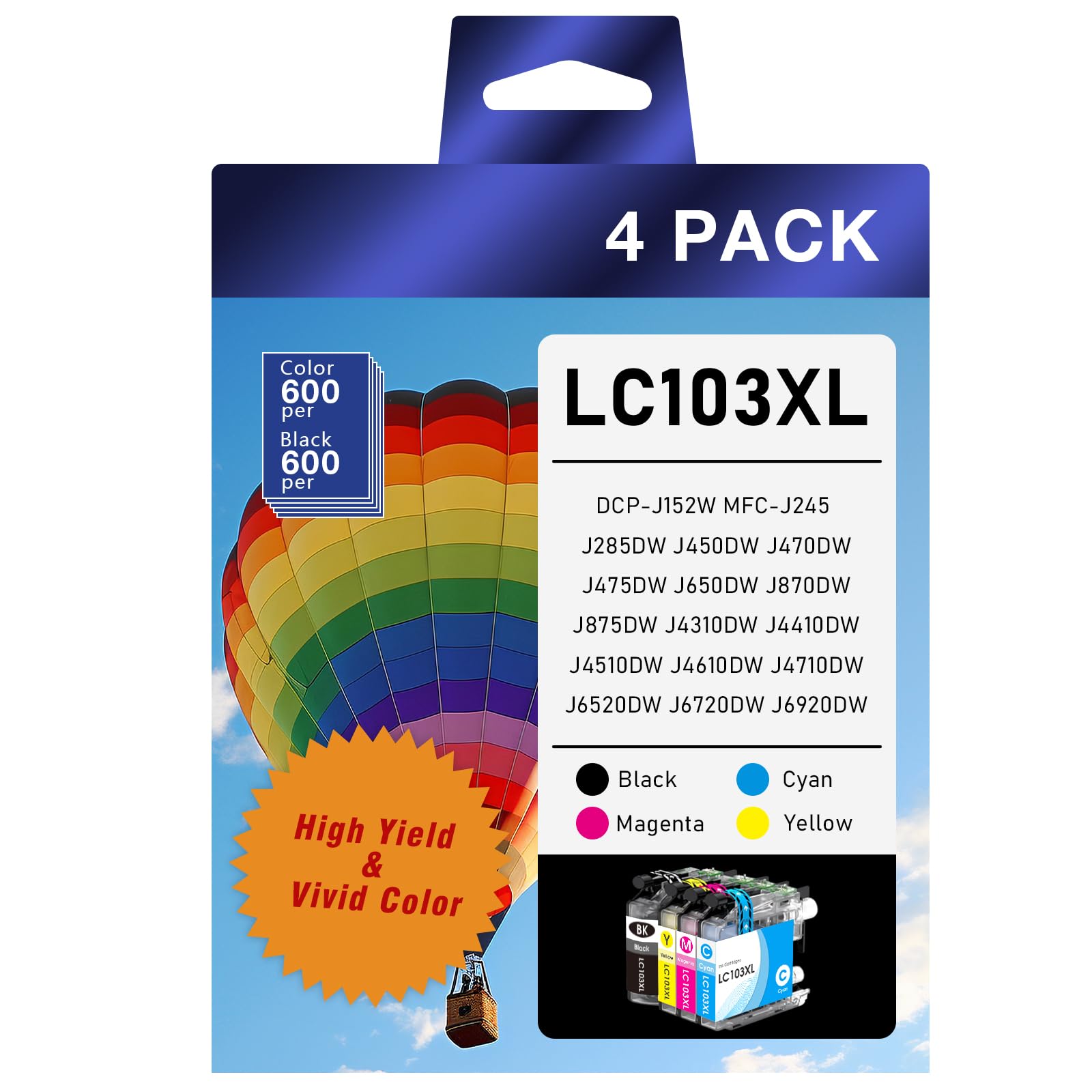 Amazon.com: LC103XL Ink Cartridge Compatible for Brother LC103 LC101 ...