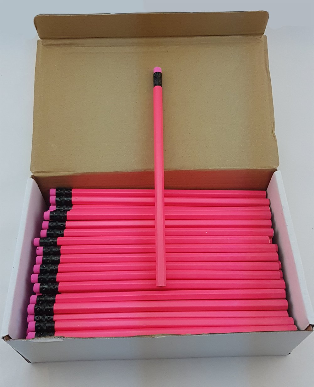 Amazon.com : ezpencils - 144 Neon Pink Pencils with Black Ferrule ...