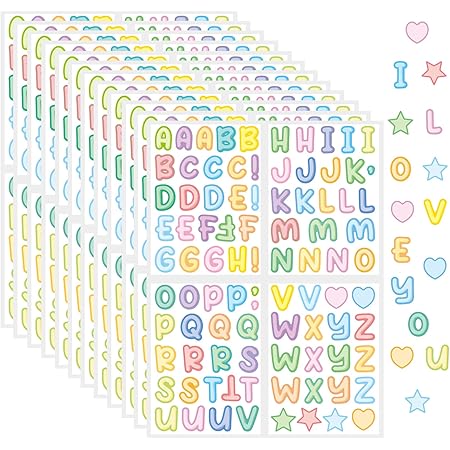 Amazon.com: 10 Sheet Small Letter Stickers, 0.5 Inch Self Adhesive ...