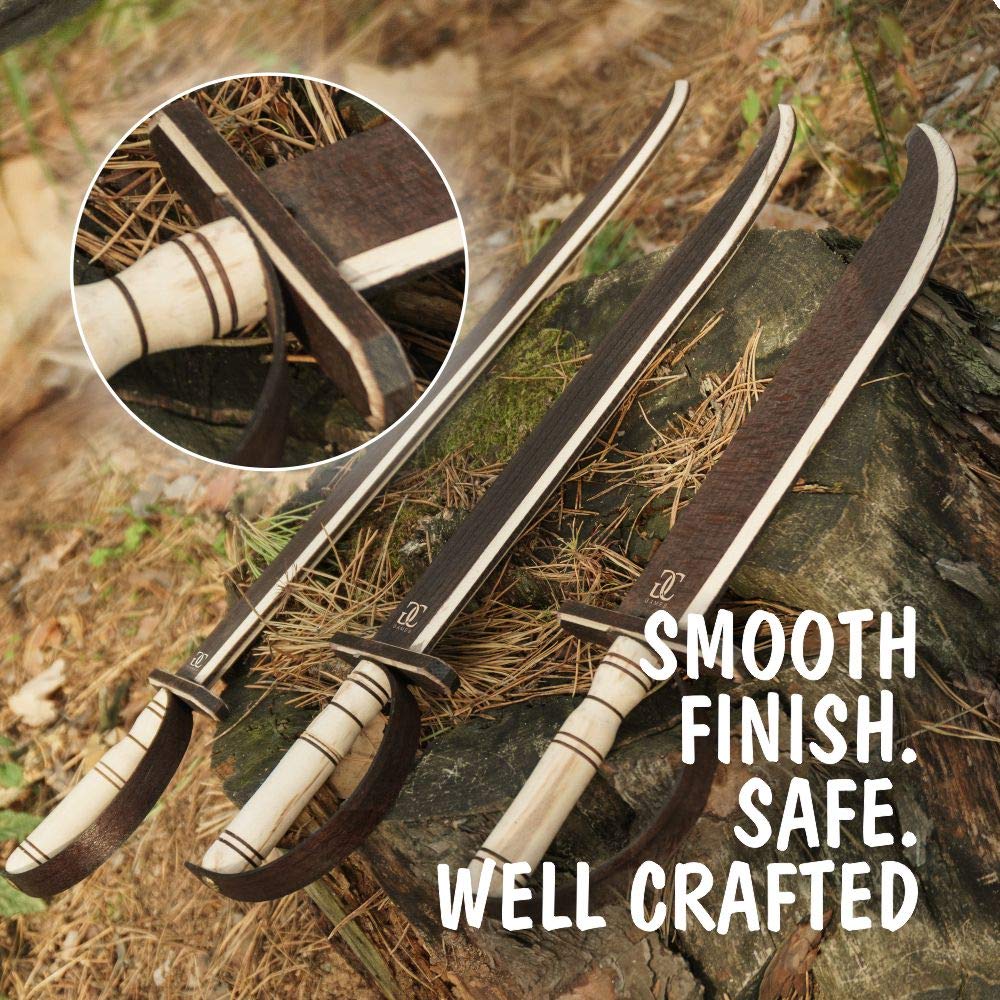 CG GAMES Engaging Wooden Pirate swords for Kids 3 Pack Eco-Friendly ...