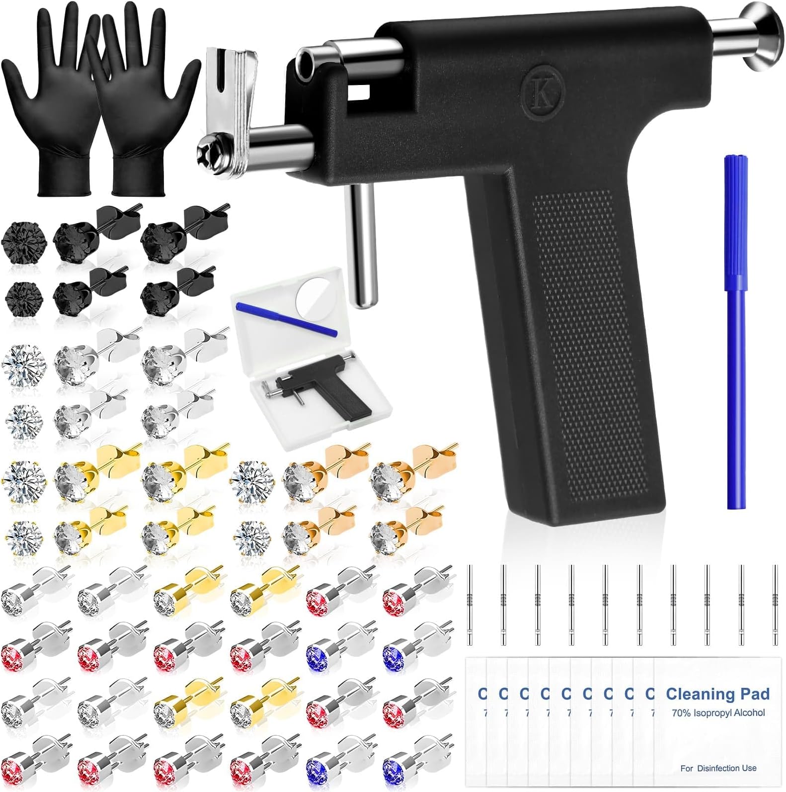 Amazon.com: Professional Ear Piercing Gun Kit, Reusable Ear and Nose ...