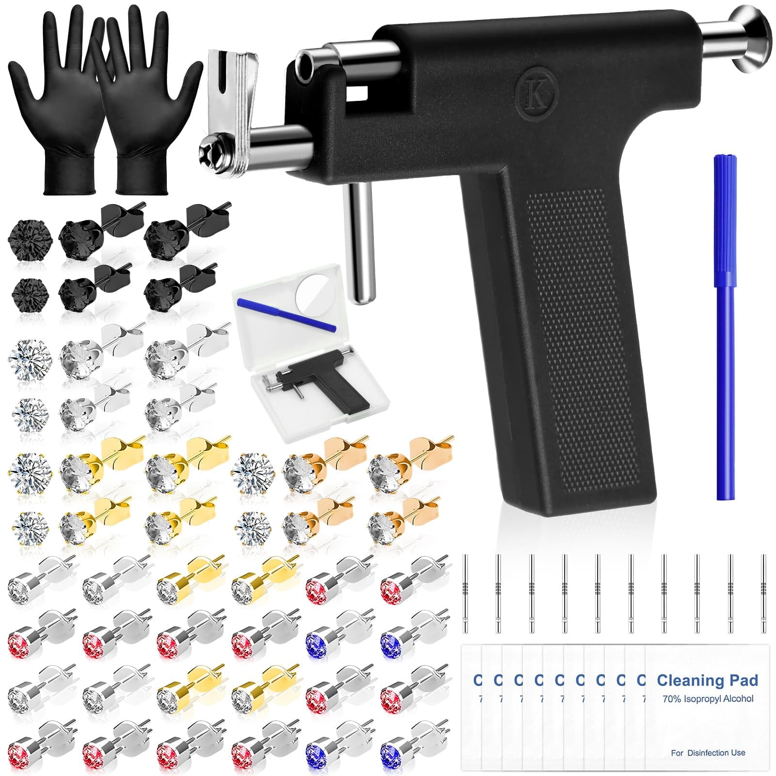 Amazon.com: Professional Ear Piercing Gun Kit, Reusable Ear and Nose ...