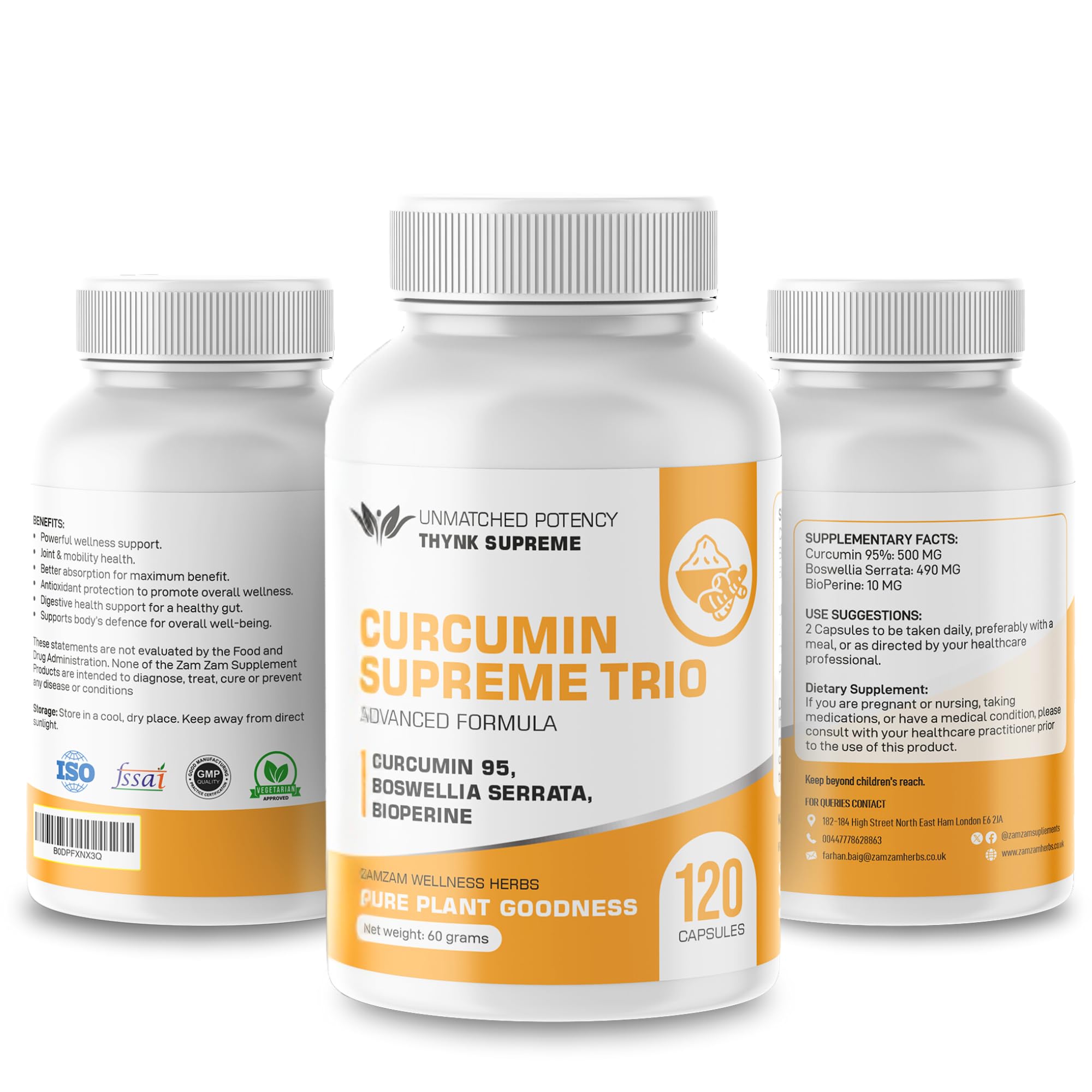 Curcumin Supreme Trio with Curcumin 95% Boswellia Serrata & BioPerine ...