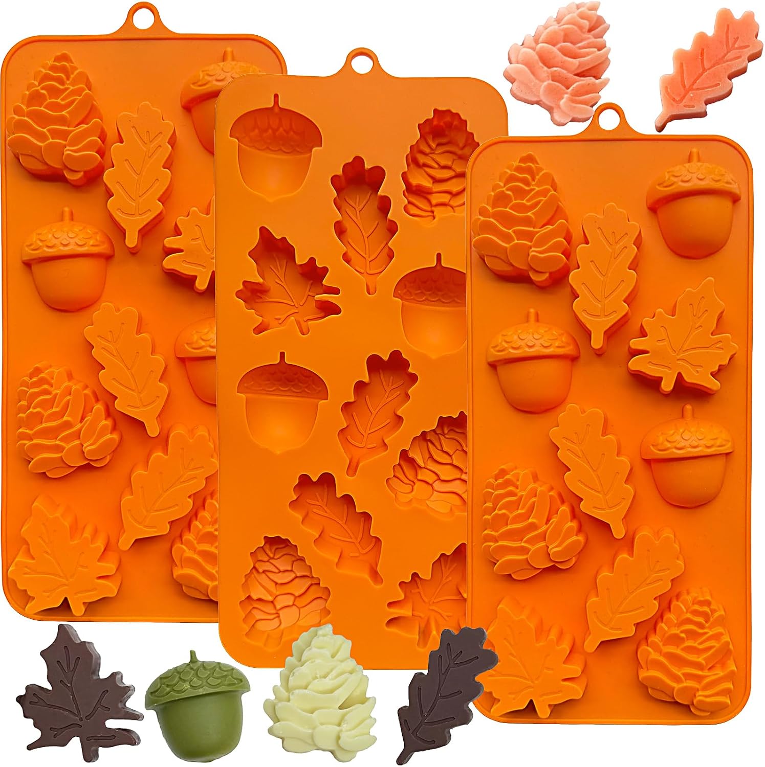 Amazon.com: 3Pack Fall Chocolate Mold Thanksgiving Silicone Candy Molds ...