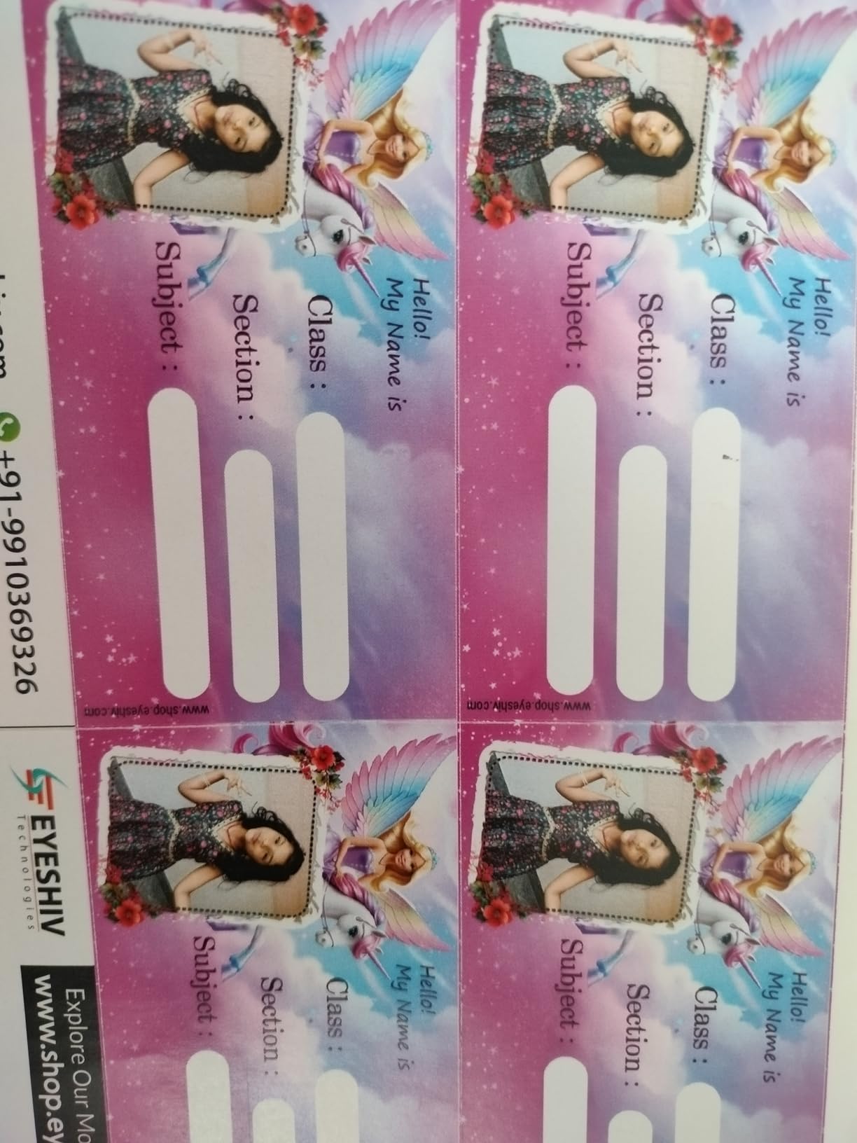 EYESHIV Customized Name Slip Stickers with Your Kids Photo School Label ...