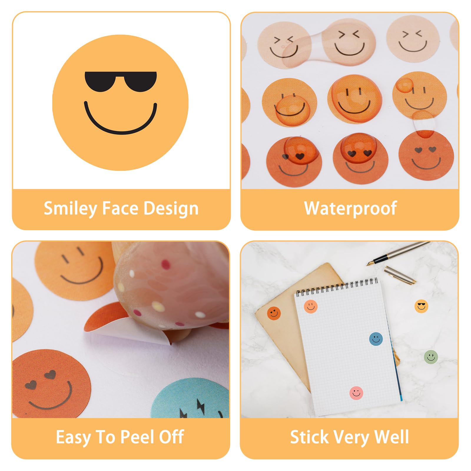 Snapklik.com : 6000Pcs Smiley Face Stickers - 3/8 Happy Face Stickers ...
