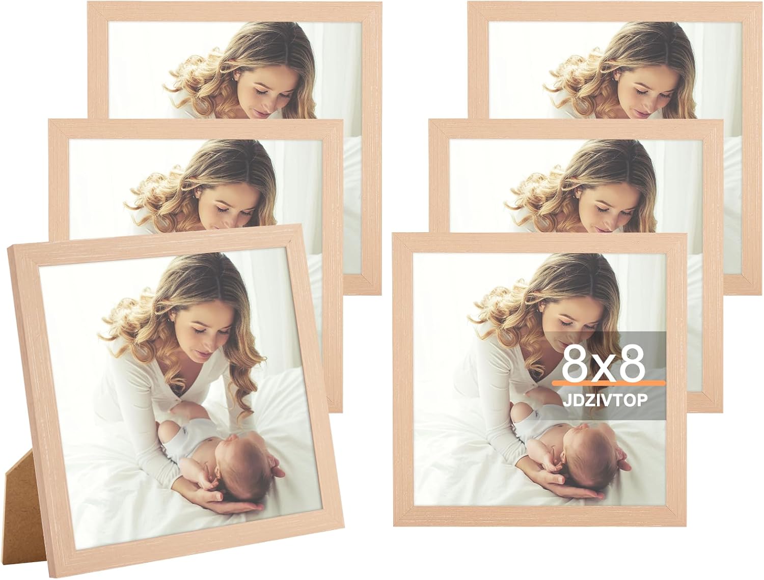 Amazon.com - 6 Pack 8x8 Picture Frames Woodgrain, Rustic Natural 8x8in ...