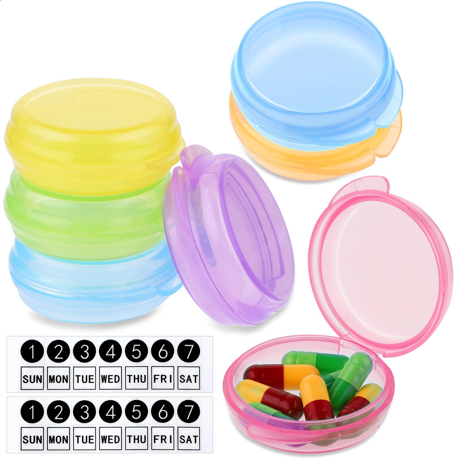 Amazon.com: WLLHYF 7 PCS Small Pill Organizer Box Travel Pill Cases ...