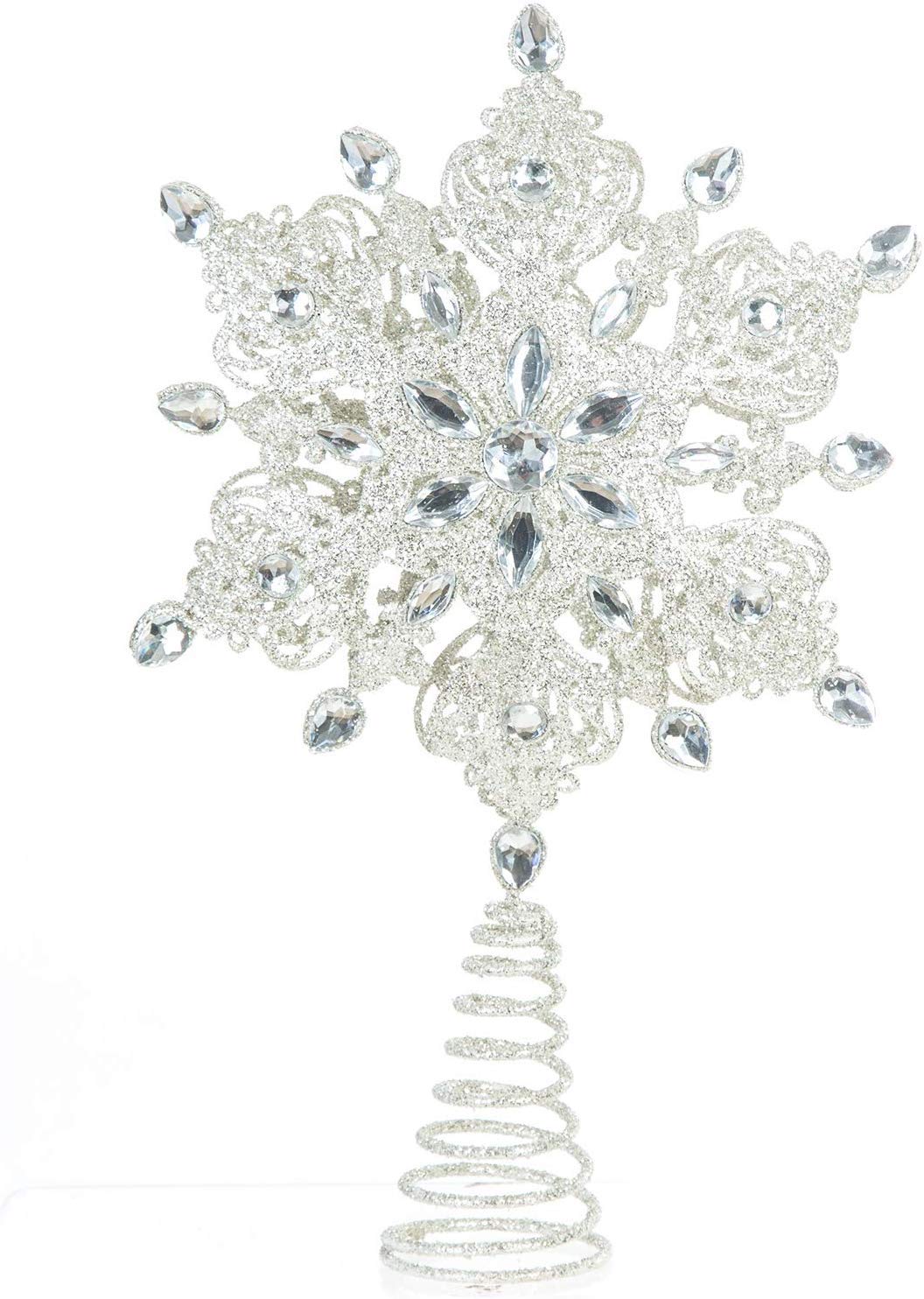 Amazon.com: Topadorn Tree Topper Metal Silver Star Snowflake Treetop ...